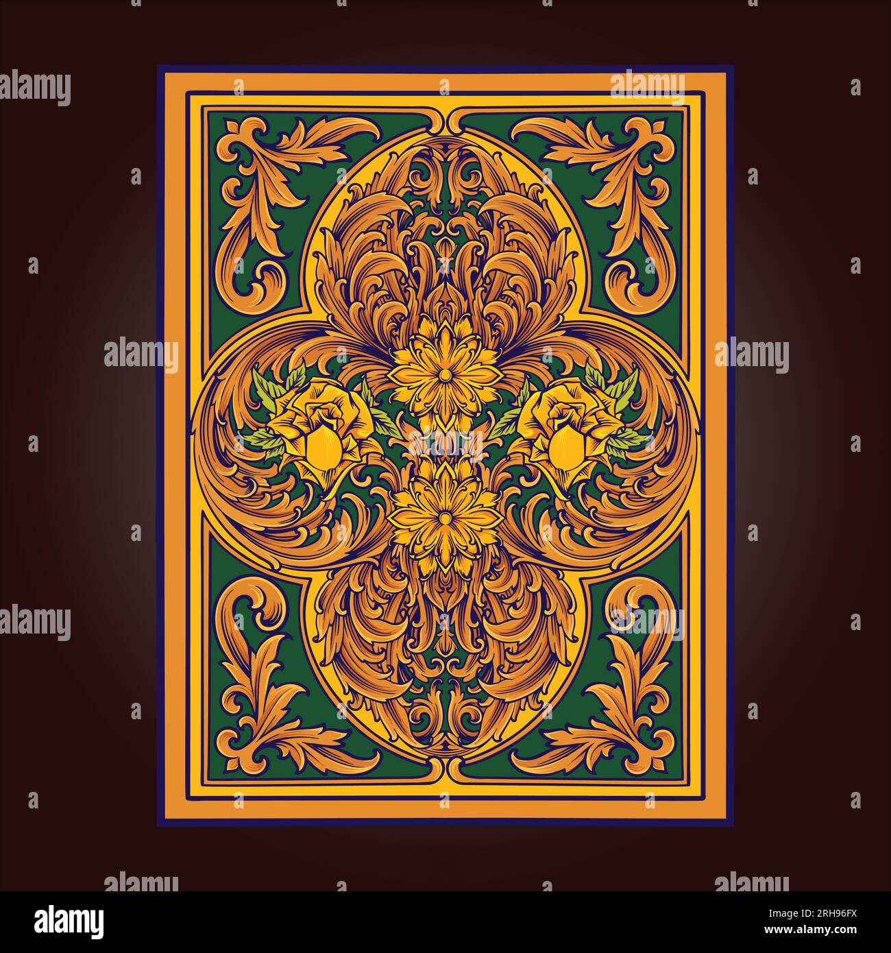 Ornate Floral Engravings on Card Decks vector illustrations for your ...