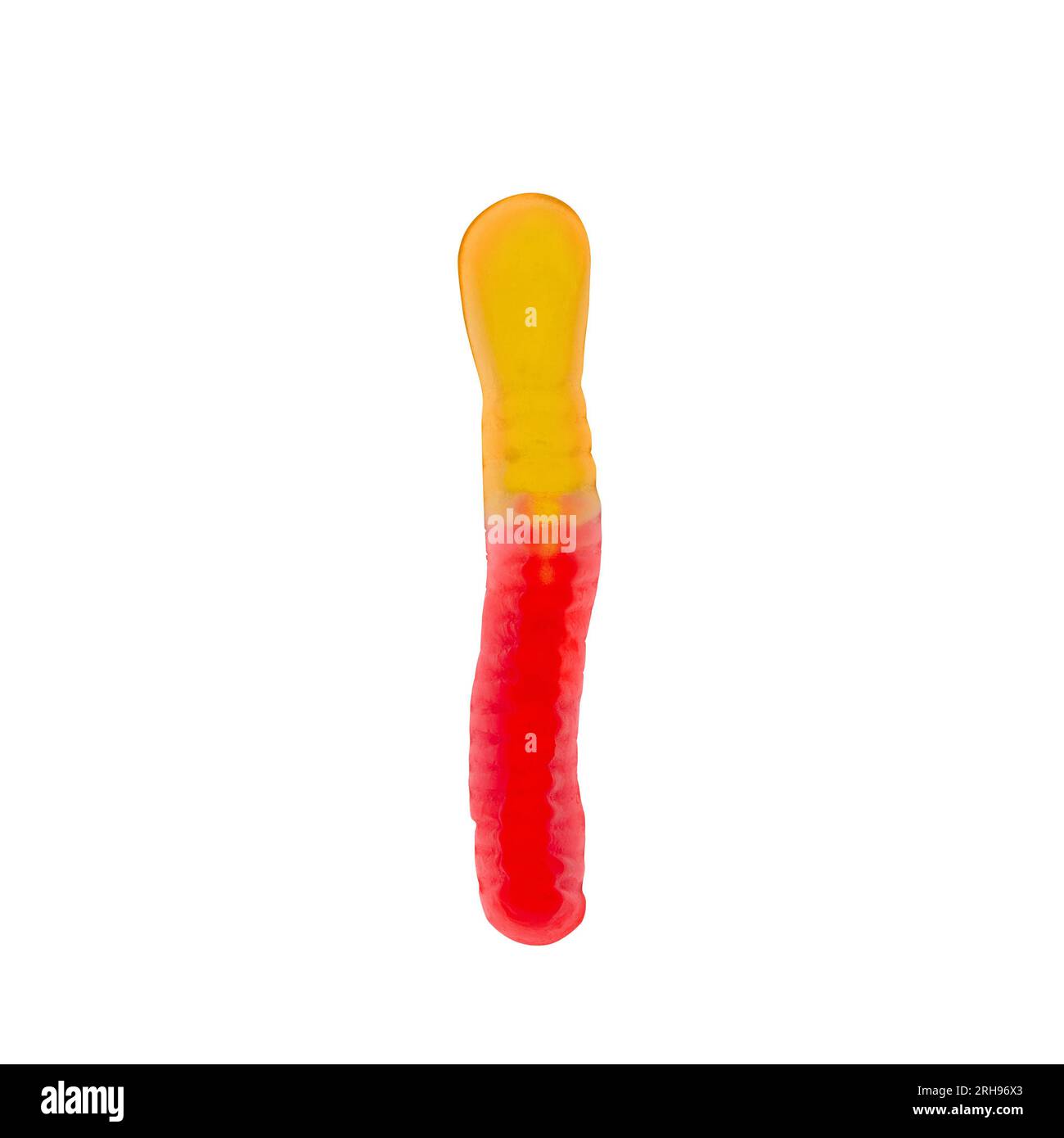 Letter I made of multicolored gummi worms and isolated on pure white ...