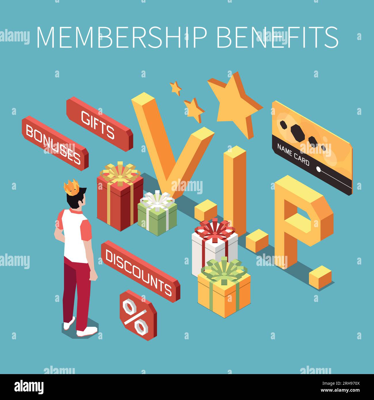 Customer loyalty bonus reward programs isometric colored composition ...