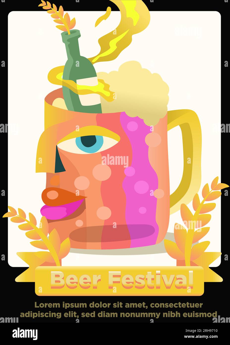 abstract beer glass for beer vestifal event poster illustration Stock ...