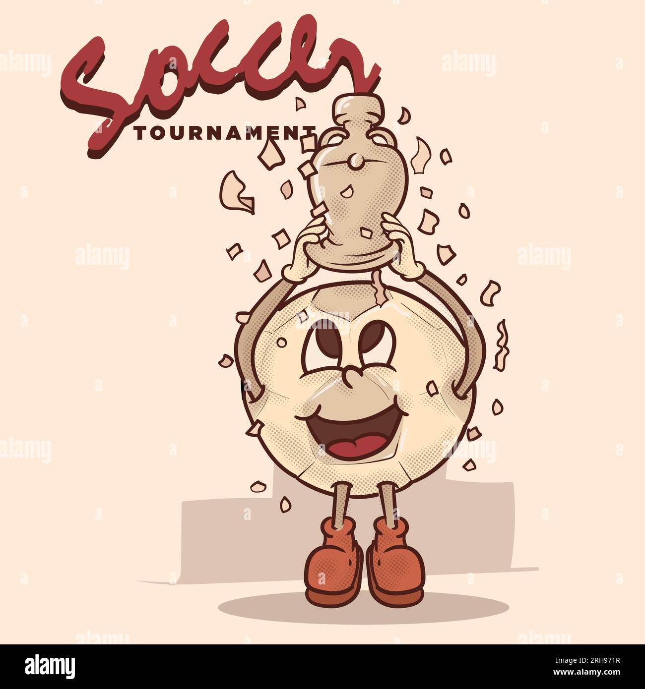 football tournament champion celebration mascot concept. funky socer ...