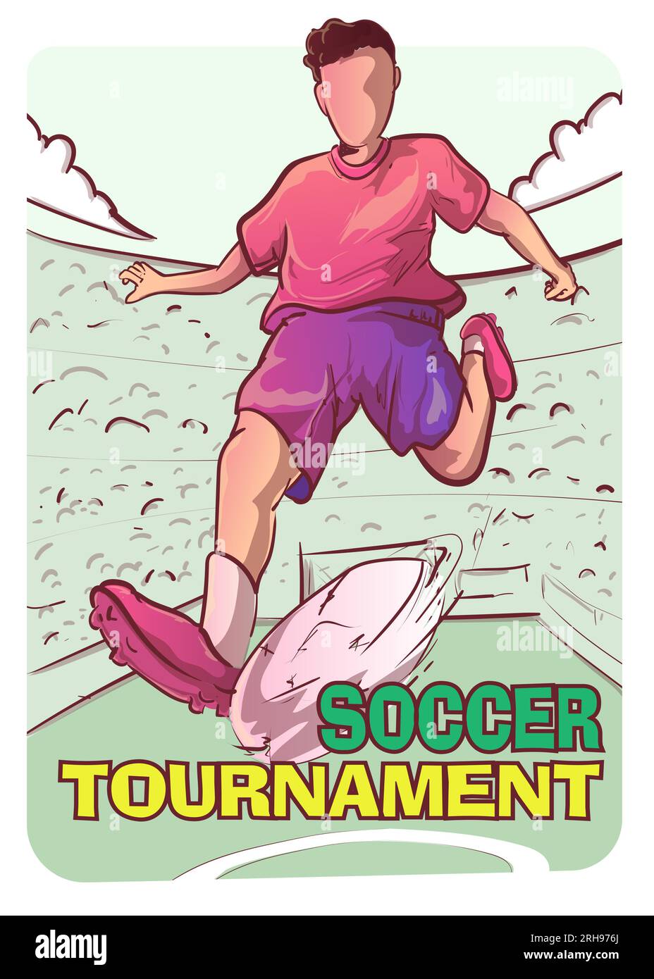 striker kicks the ball into the goal. soccer tournament poster template ...