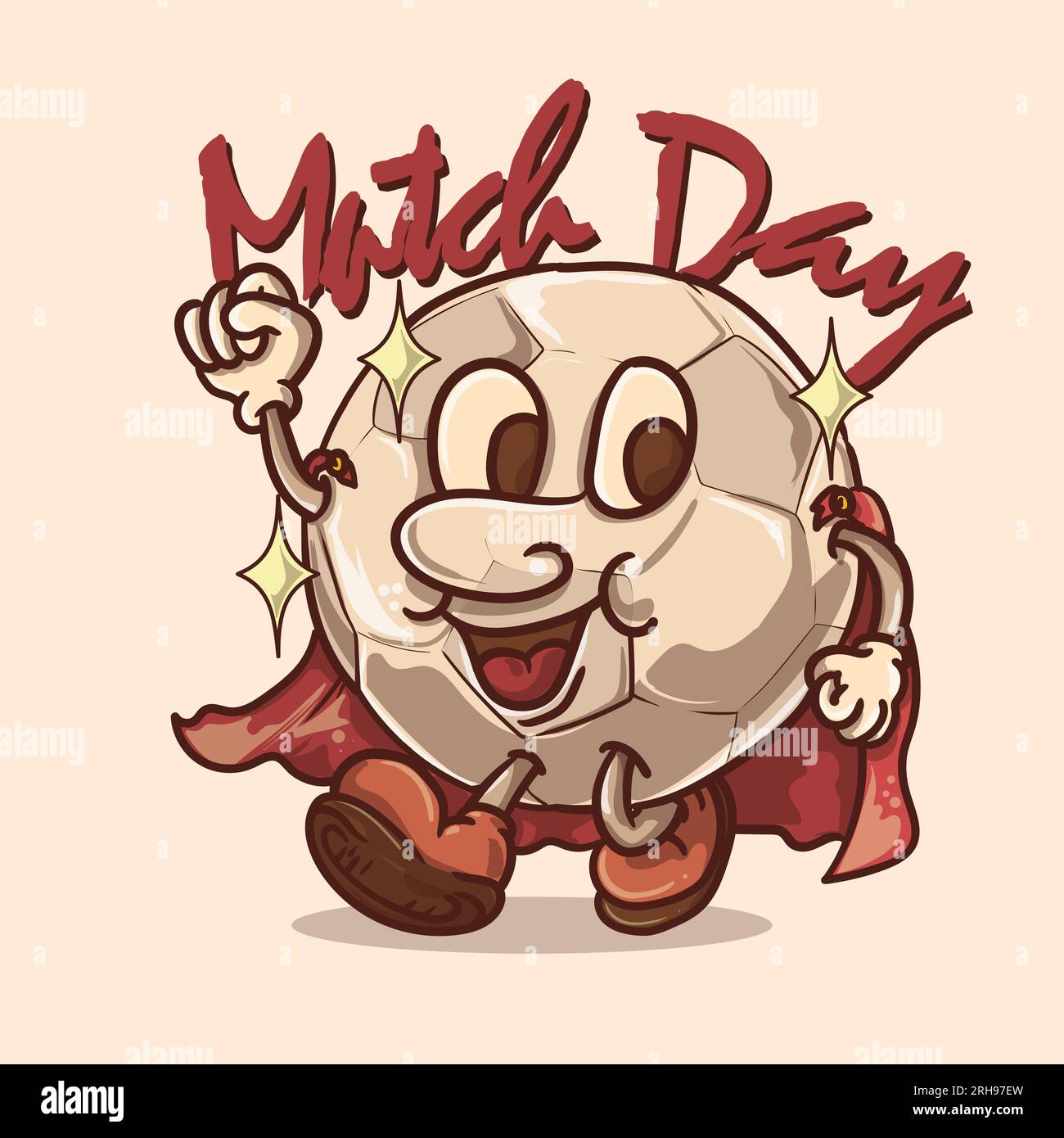 soccer match day mascot concept. funky socer ball with face cartoon ...