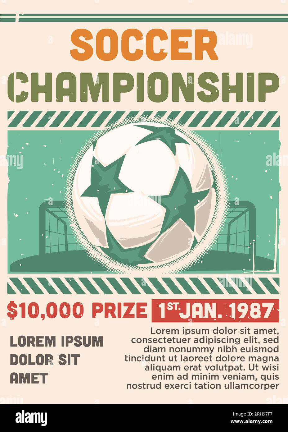 soccer ball in front of goal. football tournament poster template ...