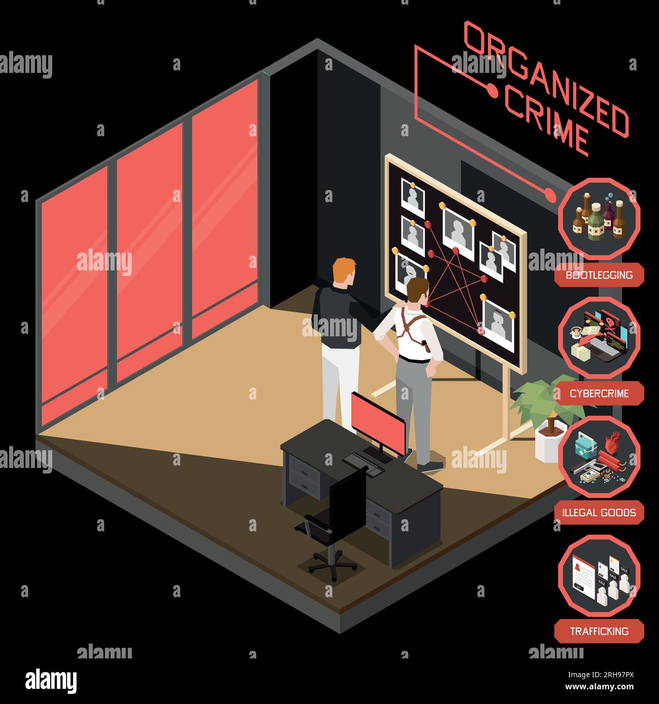 Black market colored isometric composition with organized crime ...