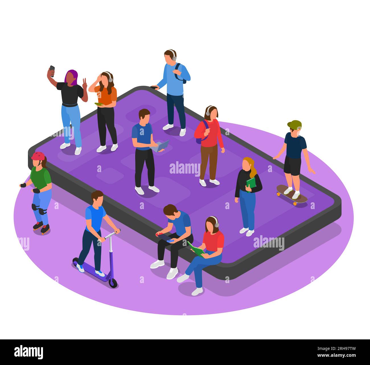 Teenagers and young people concept with gadgets symbols isometric ...