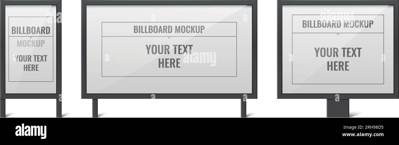 Billboard advertising icons set with outdoor ad panel mockups isolated ...