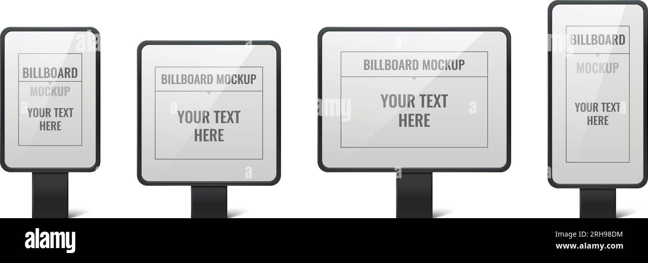 Billboard advertising icons set with realistic outdoor ad panel mockups ...