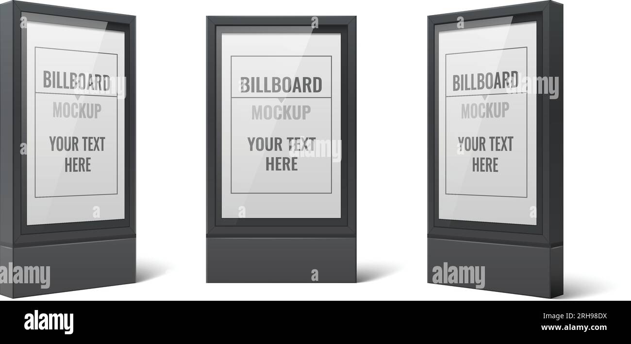 Billboard advertising realistic icons set with outdoor panel mockups ...