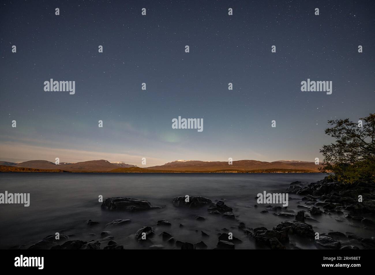 sky panorama with stars nightsky phenomenon in Lapland scandinavia ...
