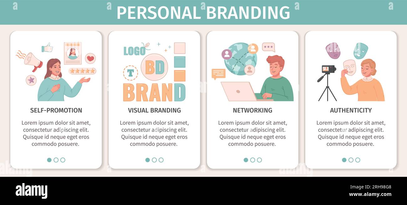 Personal branding vertical banner set with networking and authenticity ...