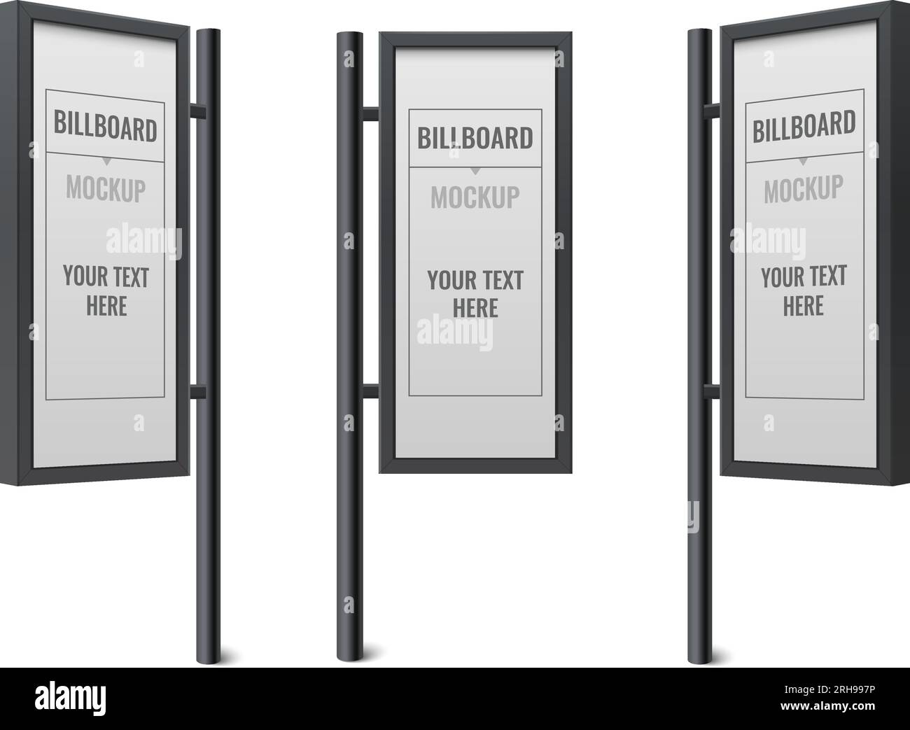 Billboard realistic icons set with street advertising mockups isolated ...