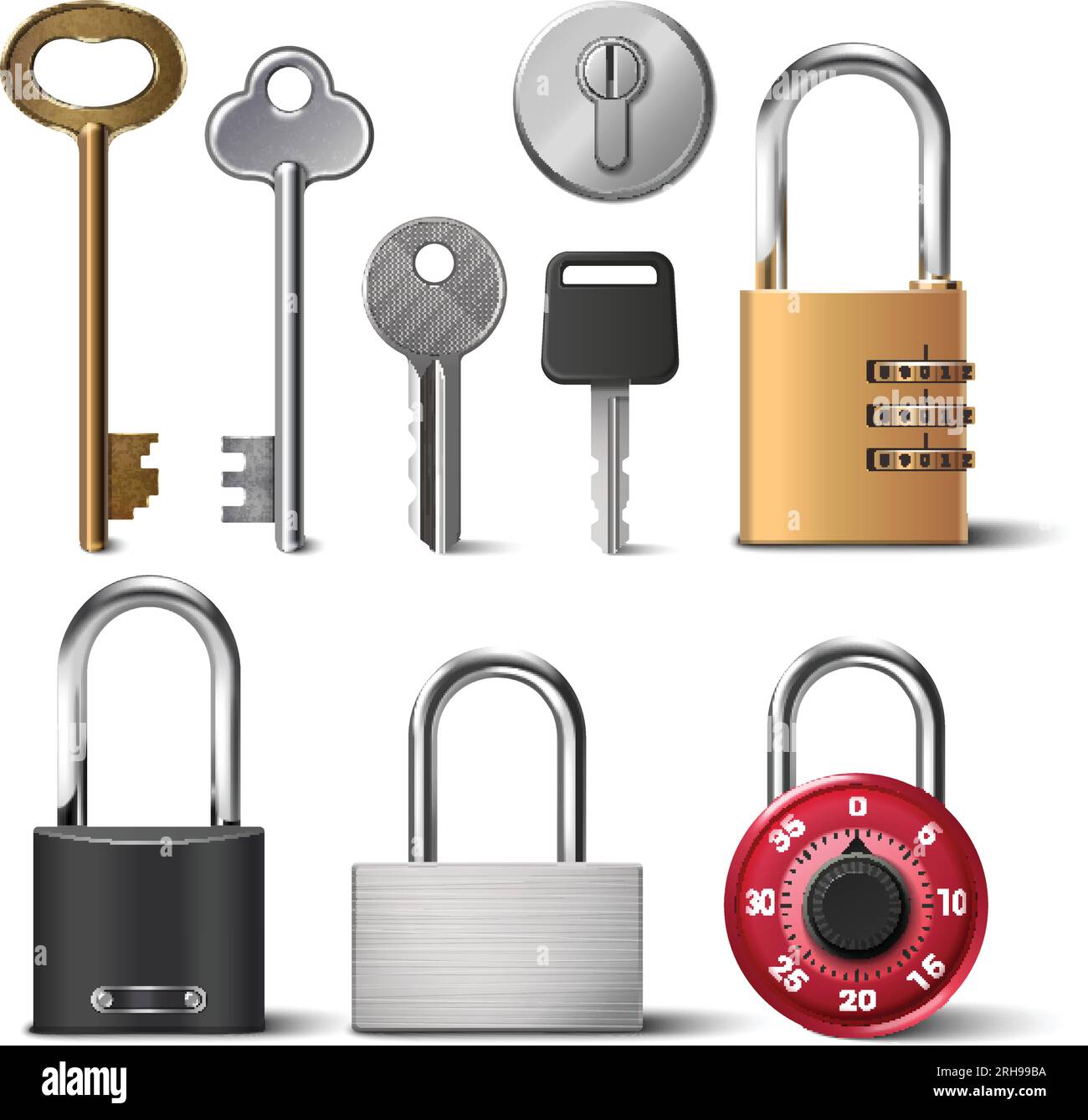 Realistic keys and locks Stock Vector Images - Alamy