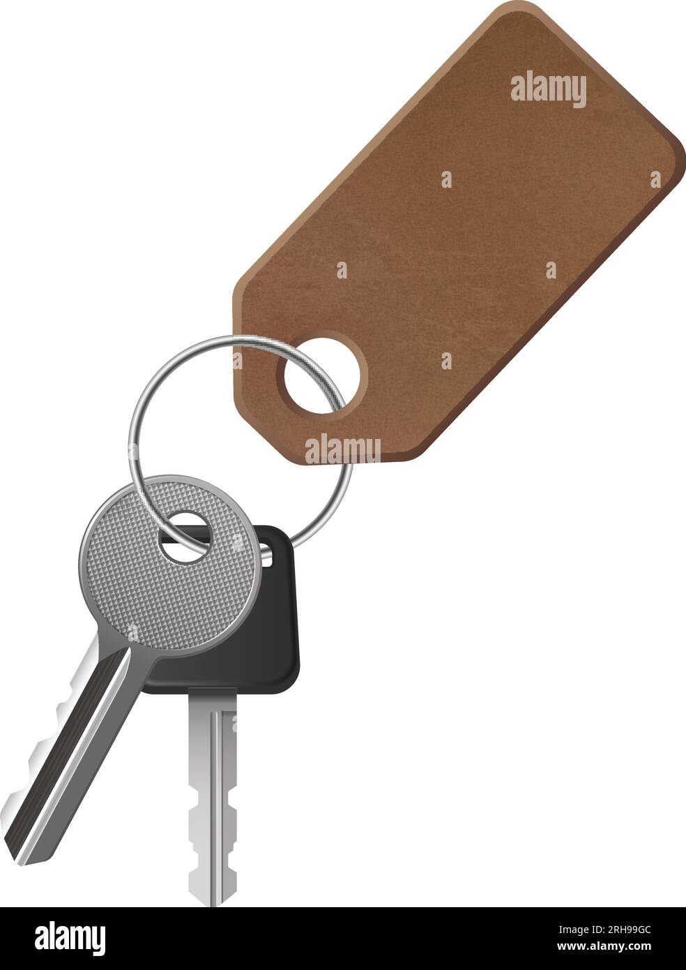 Realistic keys with leather pendant isolated on white background vector ...