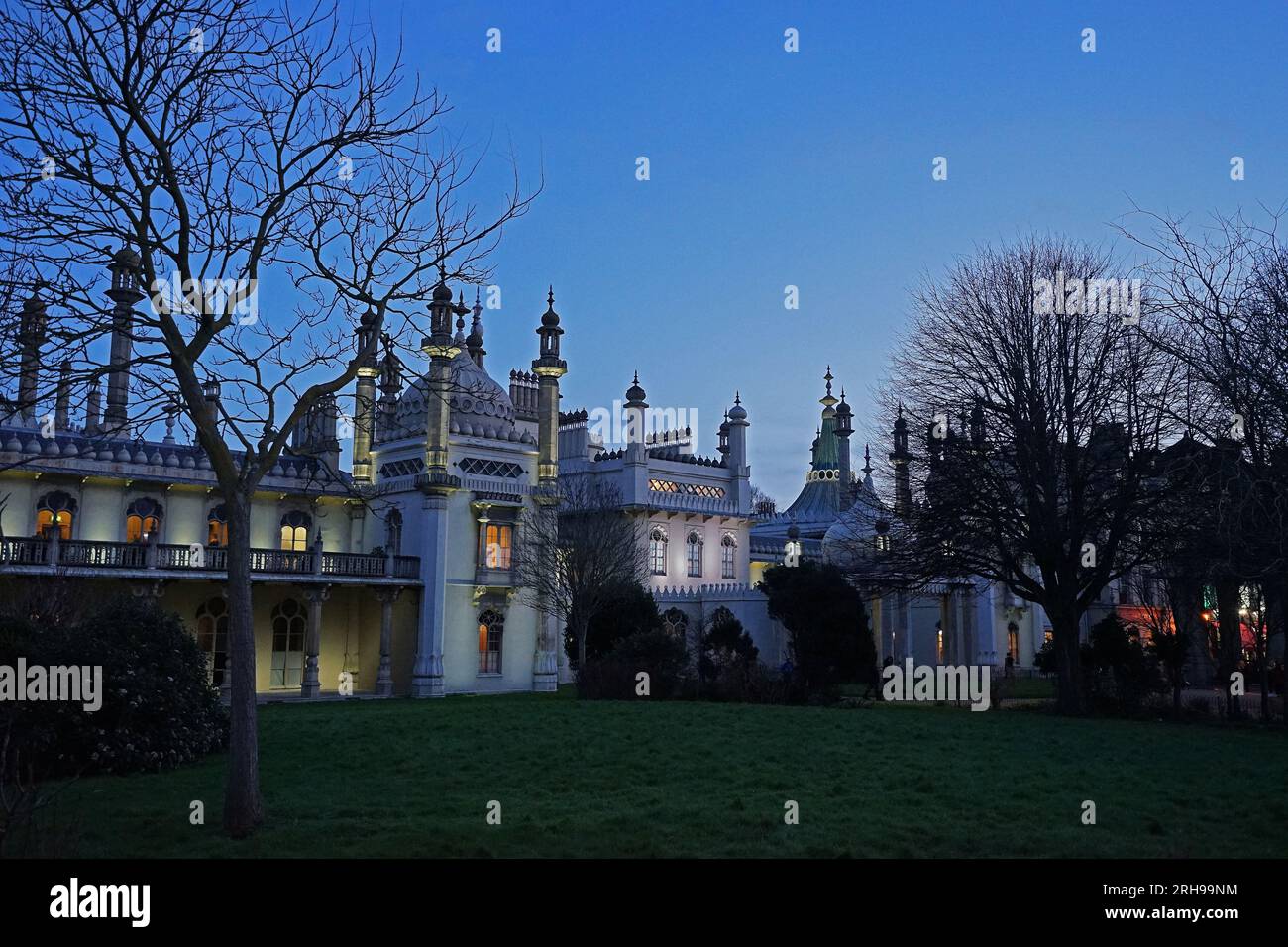 Exterior architecture and design of Royal pavilion at night, palace for ...