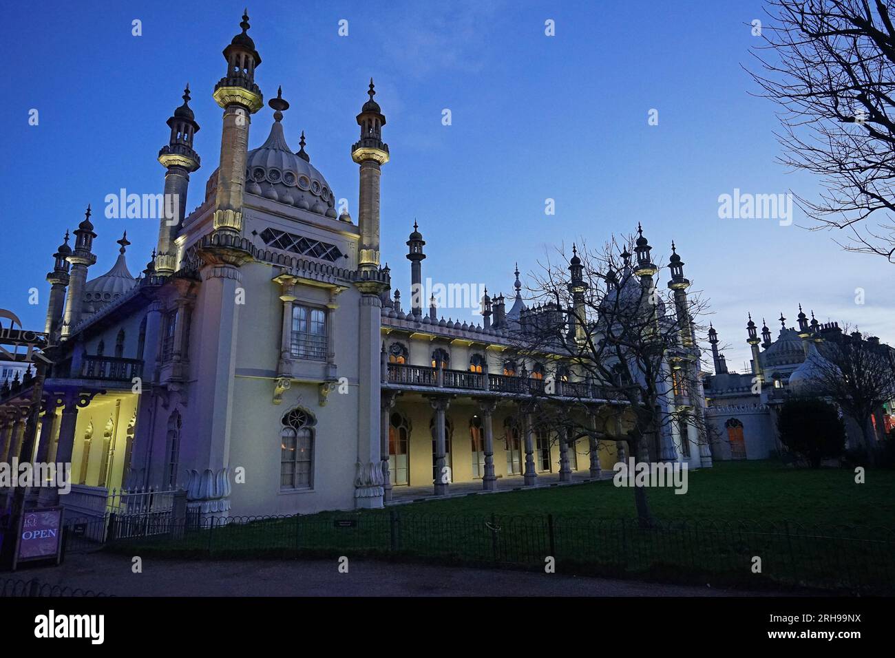 Exterior architecture and design of Royal pavilion at night, palace for ...