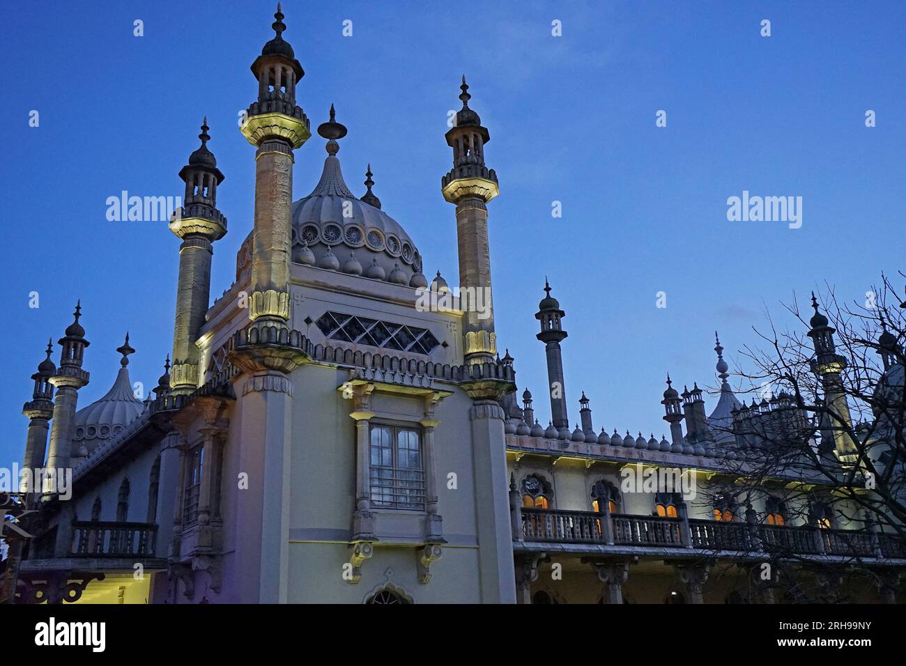 Exterior architecture and design of Royal pavilion at night, palace for ...