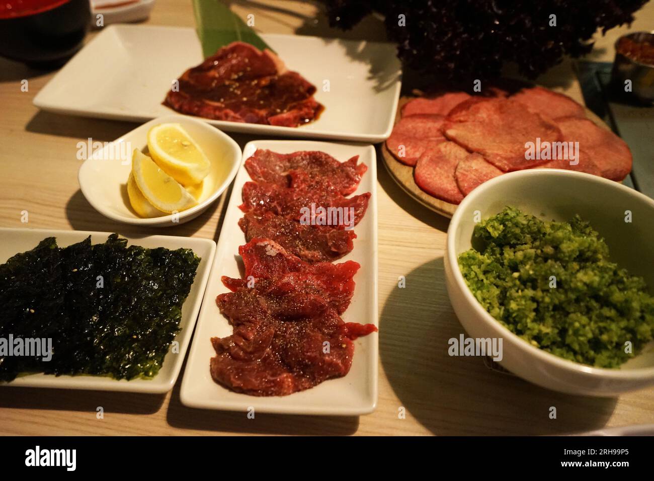 Close up pork and beef Yakiniku, Japanese style barbecue Stock Photo ...