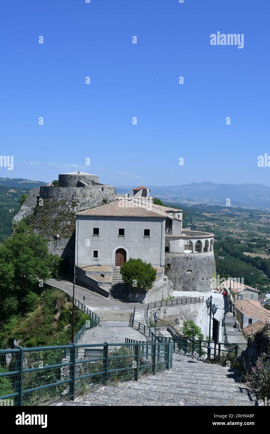 Panoramic view of Muro Lucano, an old village in the mountains of ...