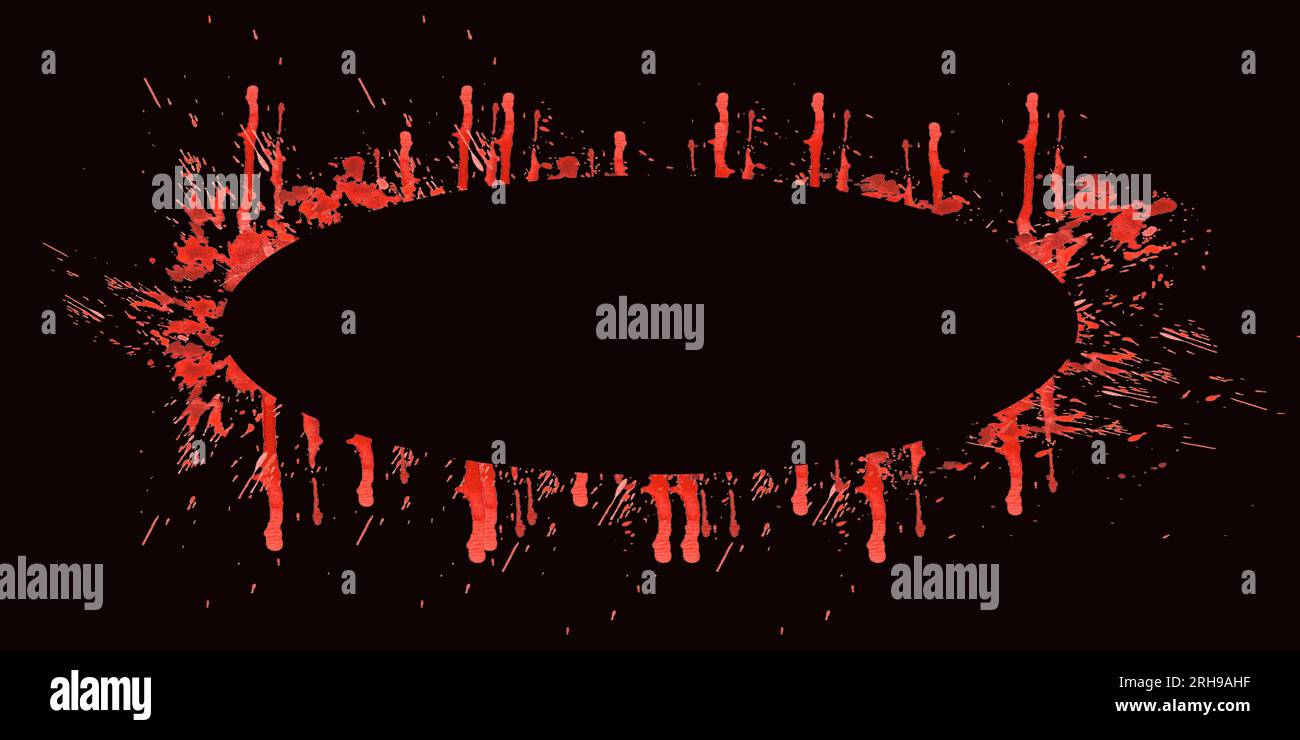 Halloween oval banner, frame with spills splatters and bloodstains ...