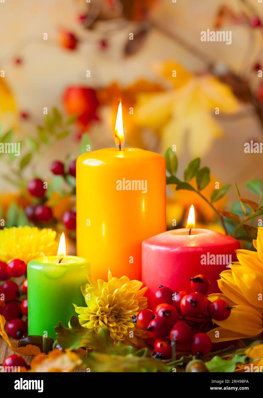 Beautiful burning candles pumpkin hi-res stock photography and images ...