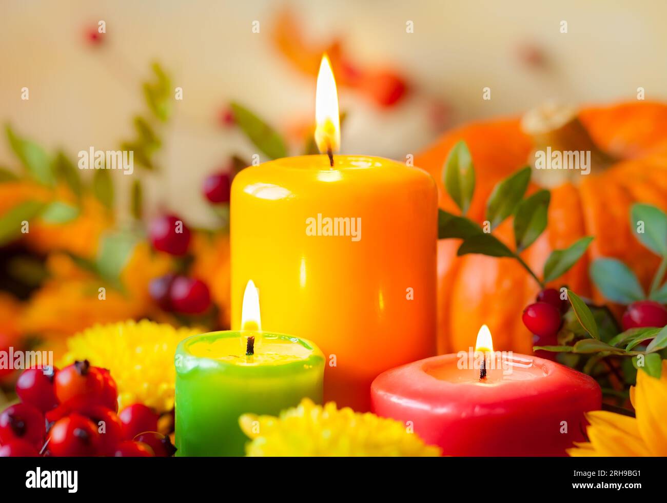 Beautiful burning candles pumpkin hi-res stock photography and images ...