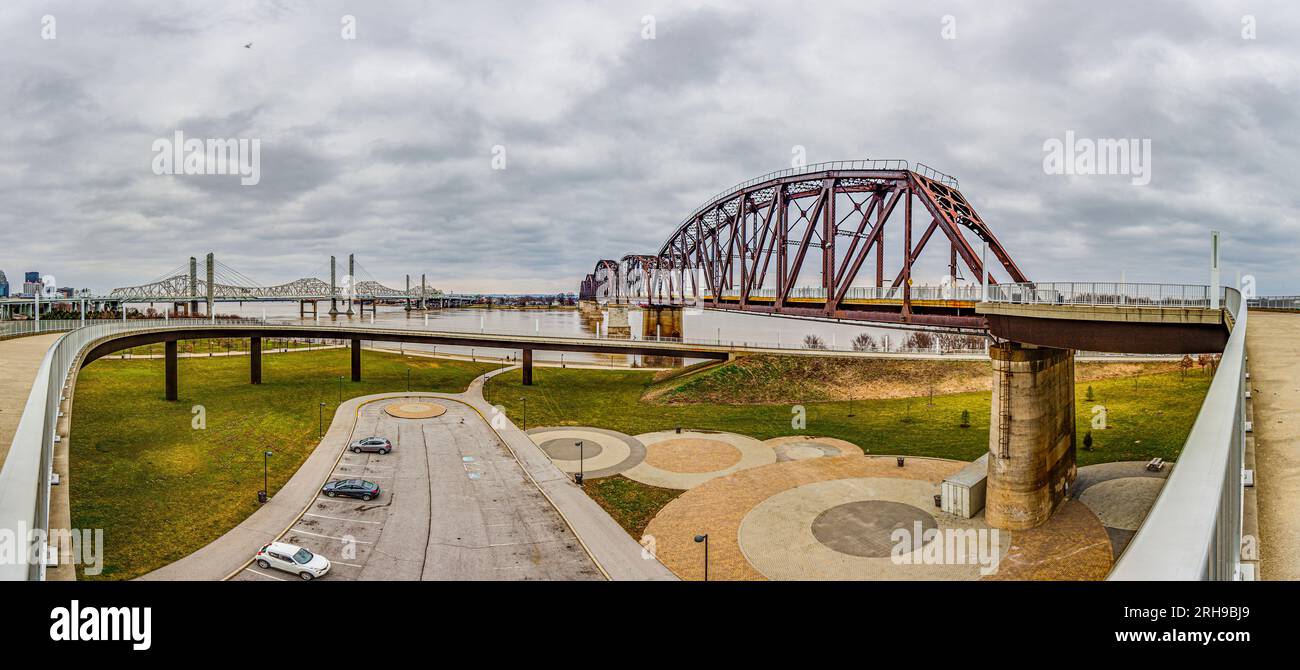 View on Big Four Bridge and Ohio river in Louisville at daytime Stock ...