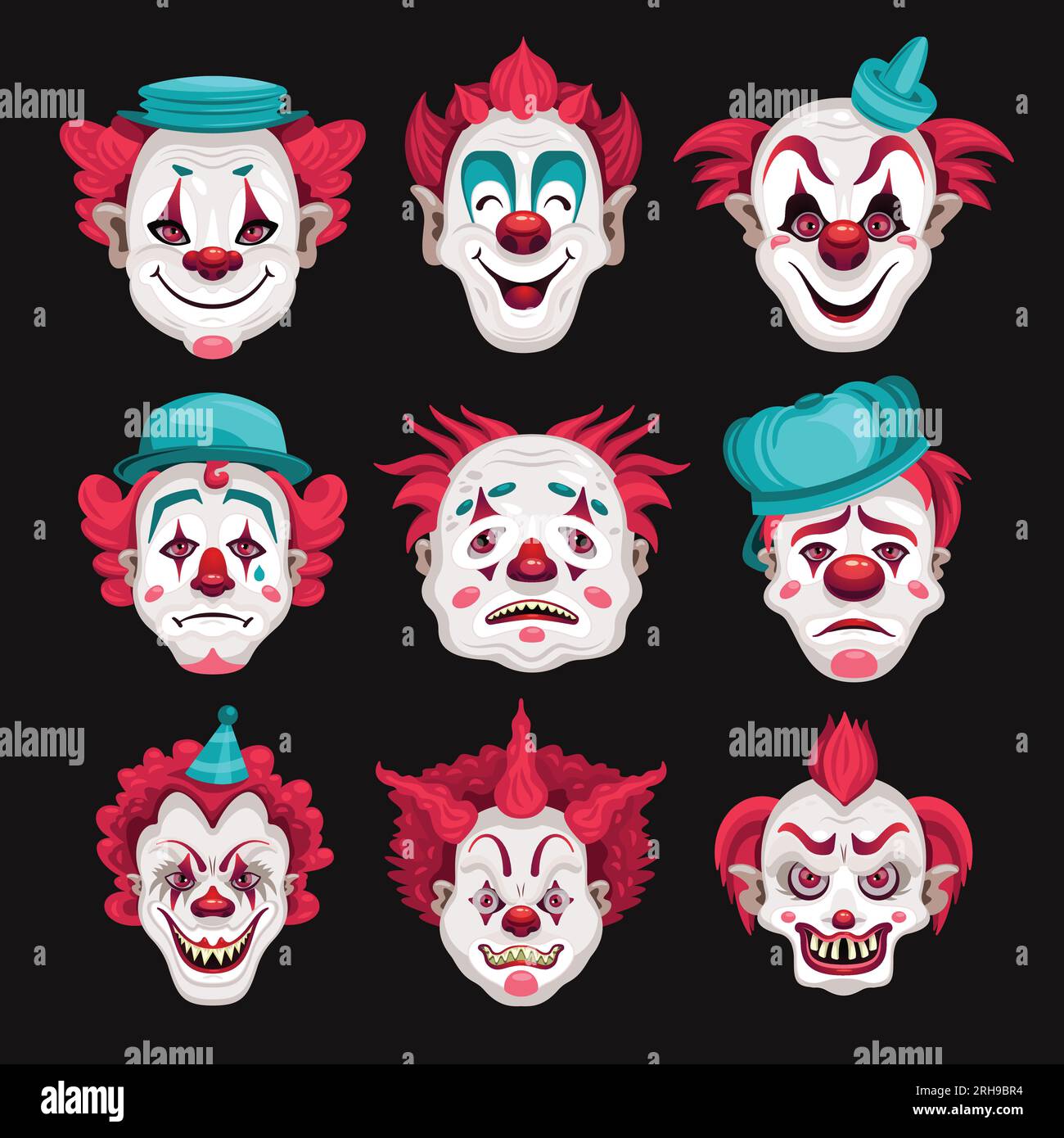 Scary Cartoon Clown Faces Clown Spooky Creature Angry Face Expression
