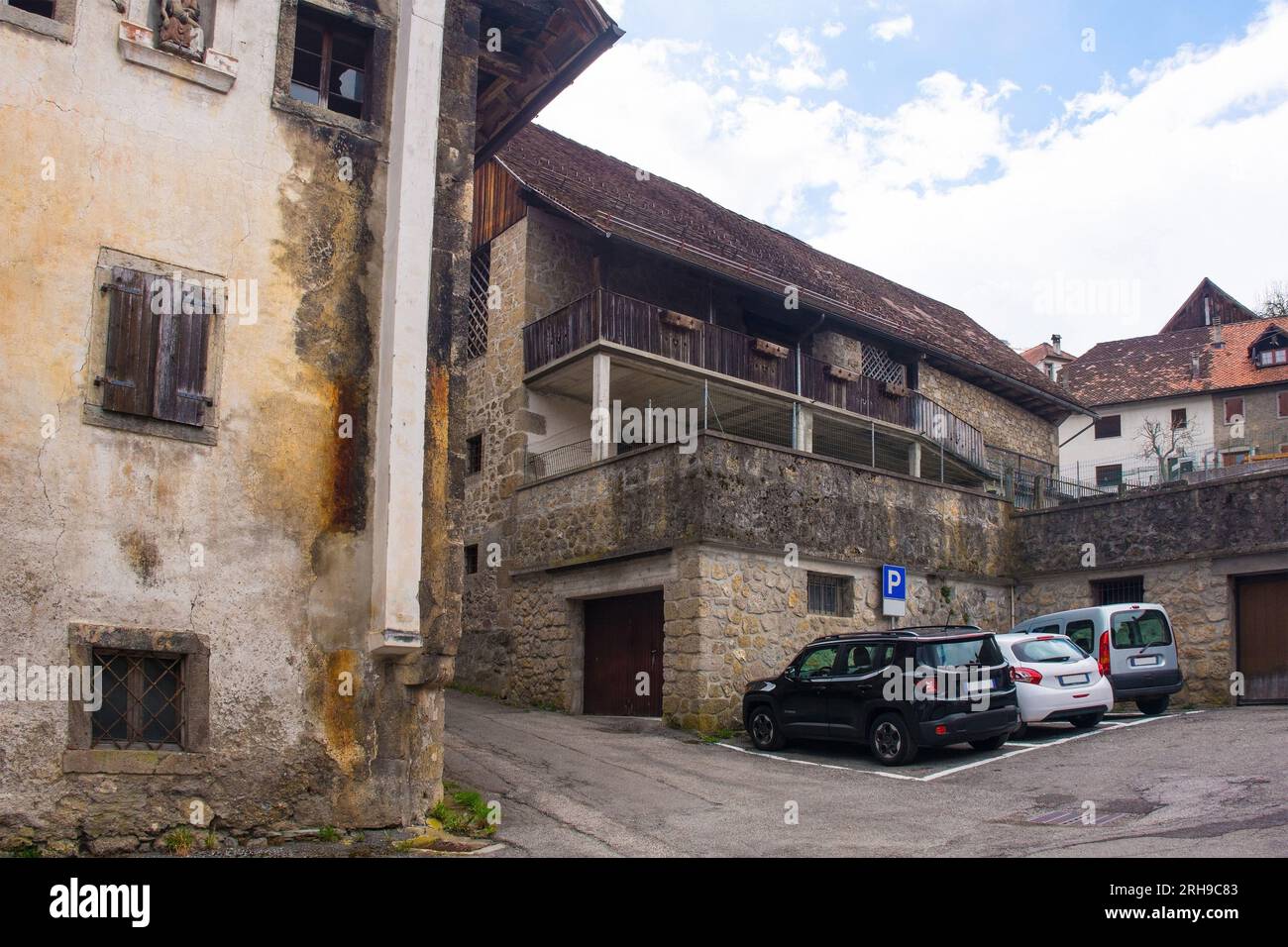 Historic residential buildings in the mountain village of Ovasta in ...