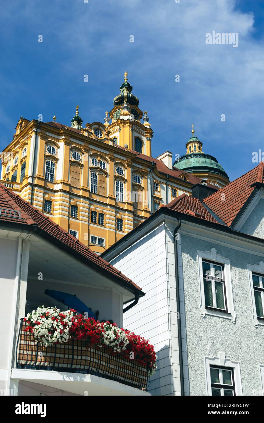 detailed and wide angle images of the melk abbey in melk austria, an ...