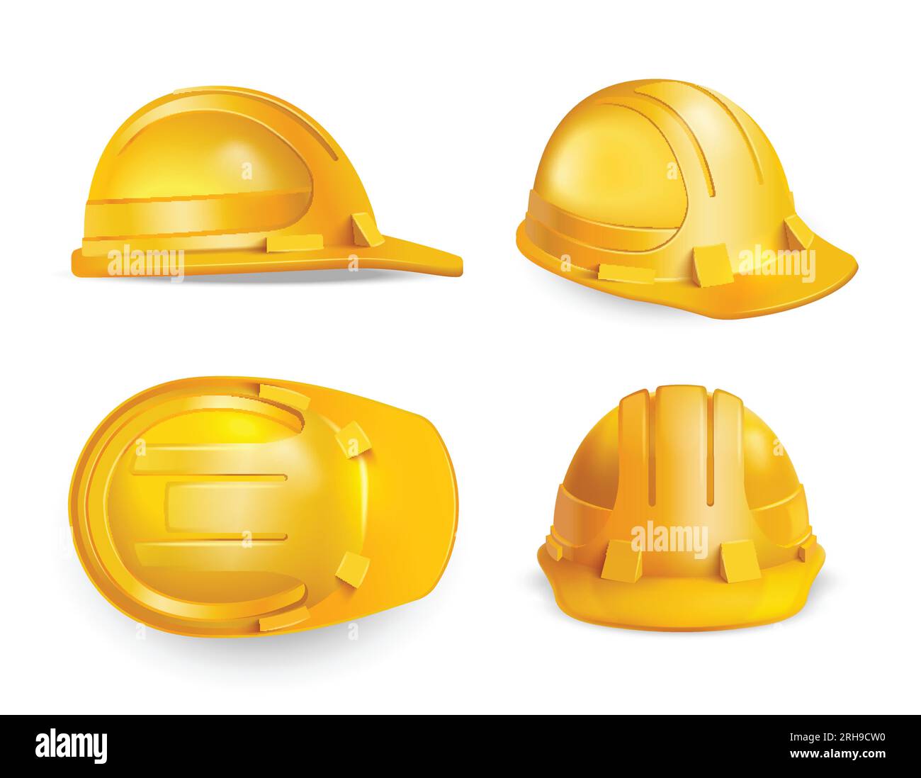 Realistic safety construction helmet composition with isolated images ...