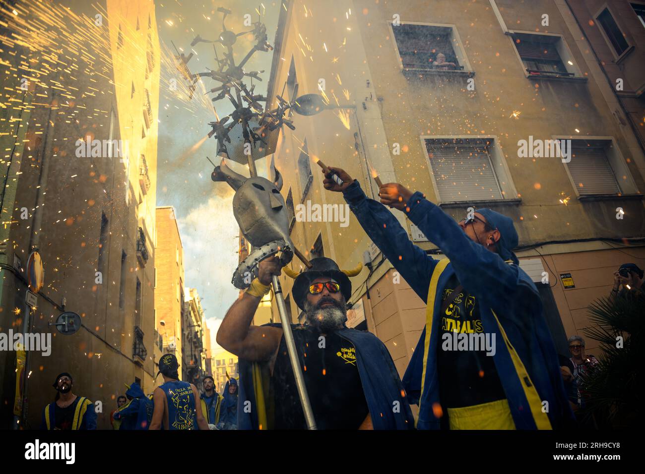 Barcelona, Spain. 15th Aug, 2023. Fire runners of the 'Diables Vell de ...