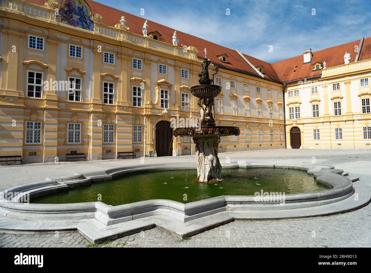 detailed and wide angle images of the melk abbey in melk austria, an ...