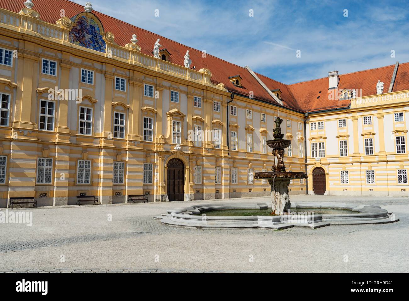 detailed and wide angle images of the melk abbey in melk austria, an ...