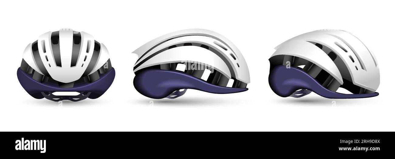 Realistic bike helmet set with three isolated views of modern style ...