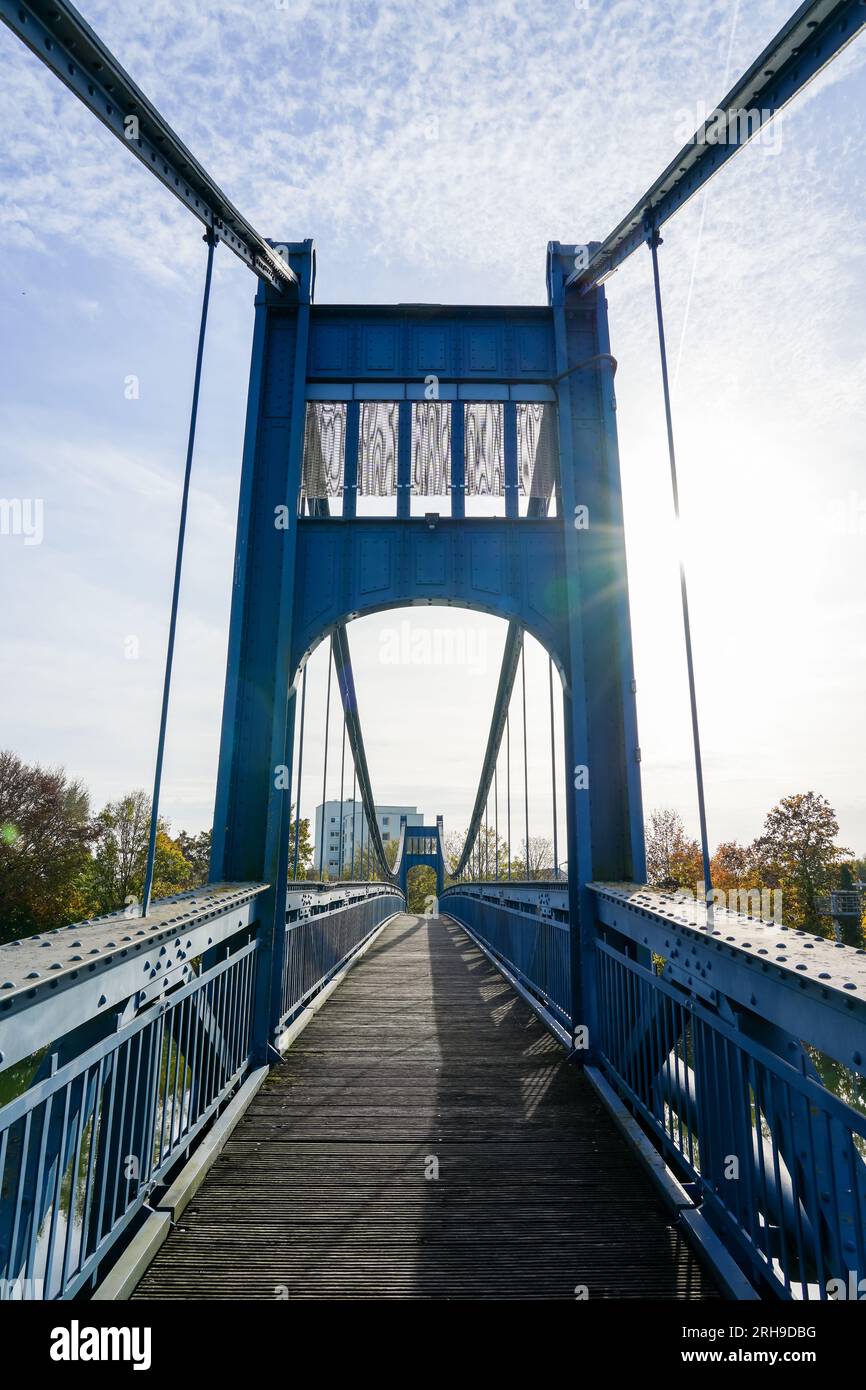 School path bridge in Hamm. Pedestrian bridge on the Datteln Hamm Canal ...