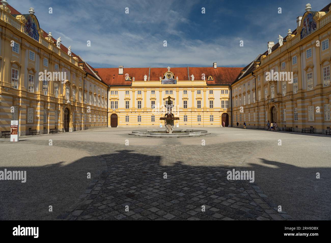 detailed and wide angle images of the melk abbey in melk austria, an ...
