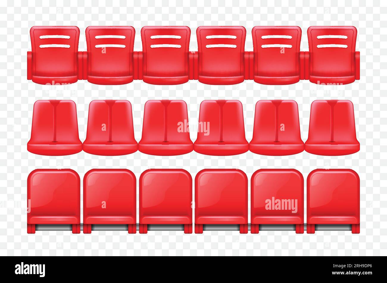 Realistic stadium tribune composition with isolated front and back ...