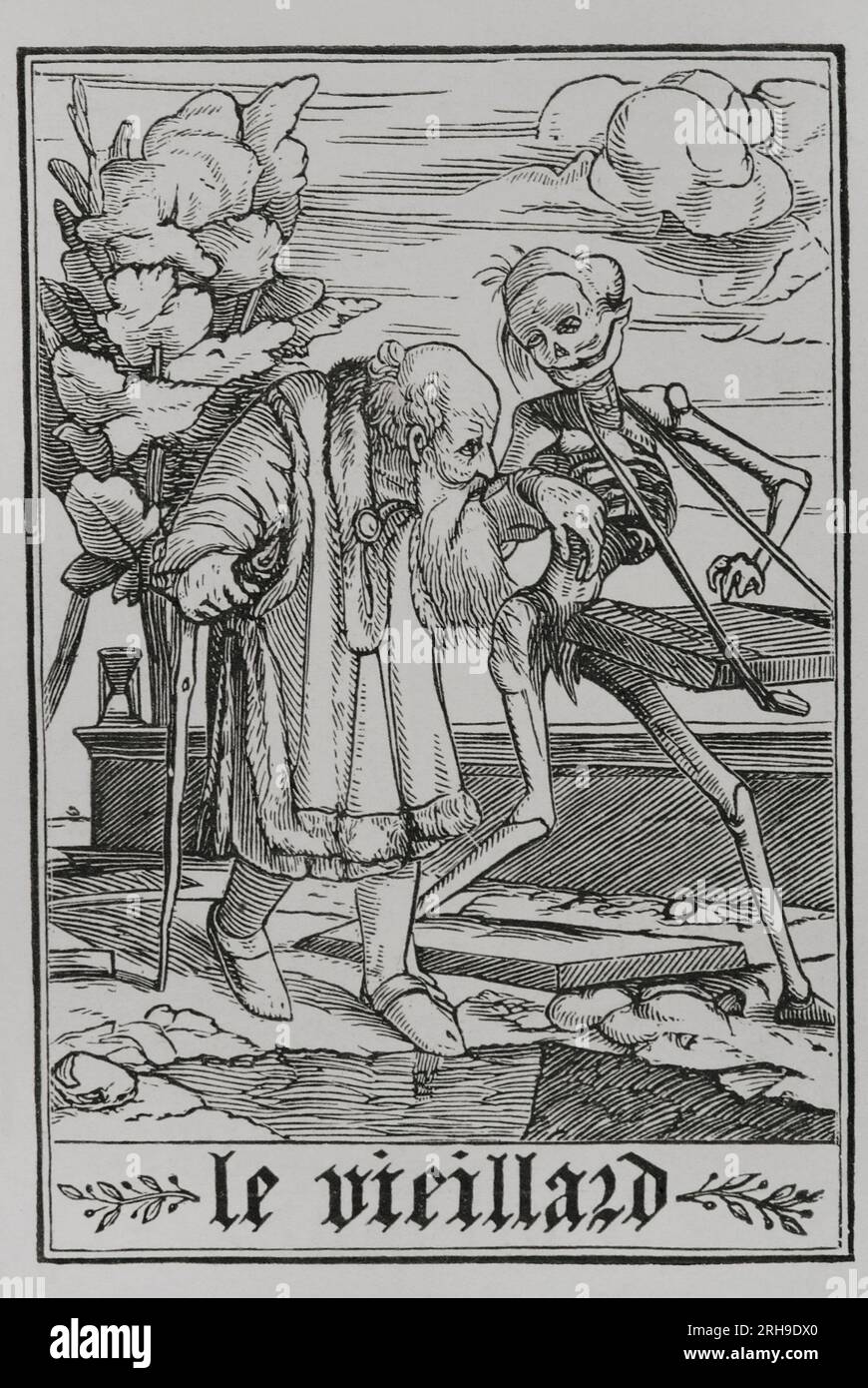 The Old Man. Death, depicted as a skeleton playing a musical instrument ...