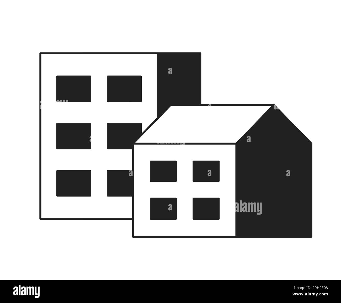 Residential Buildings Monochrome Flat Vector Object Stock Vector Image And Art Alamy