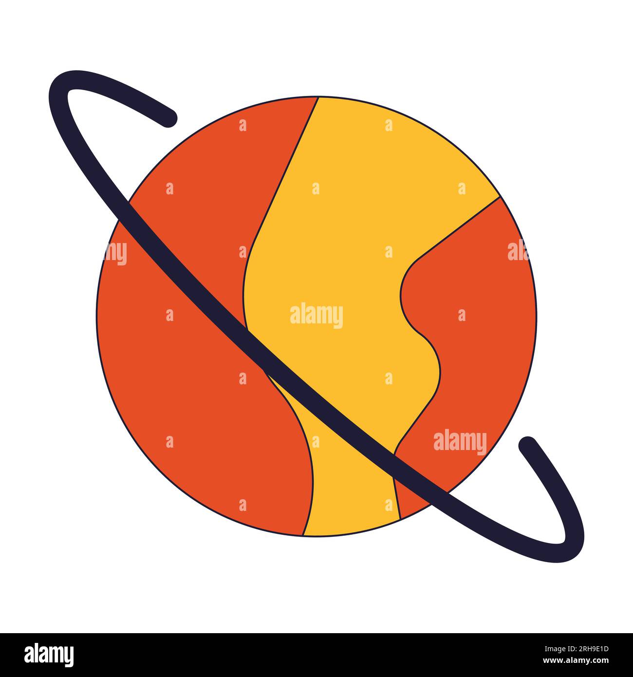 Planet with ring flat line color isolated vector object Stock Vector ...
