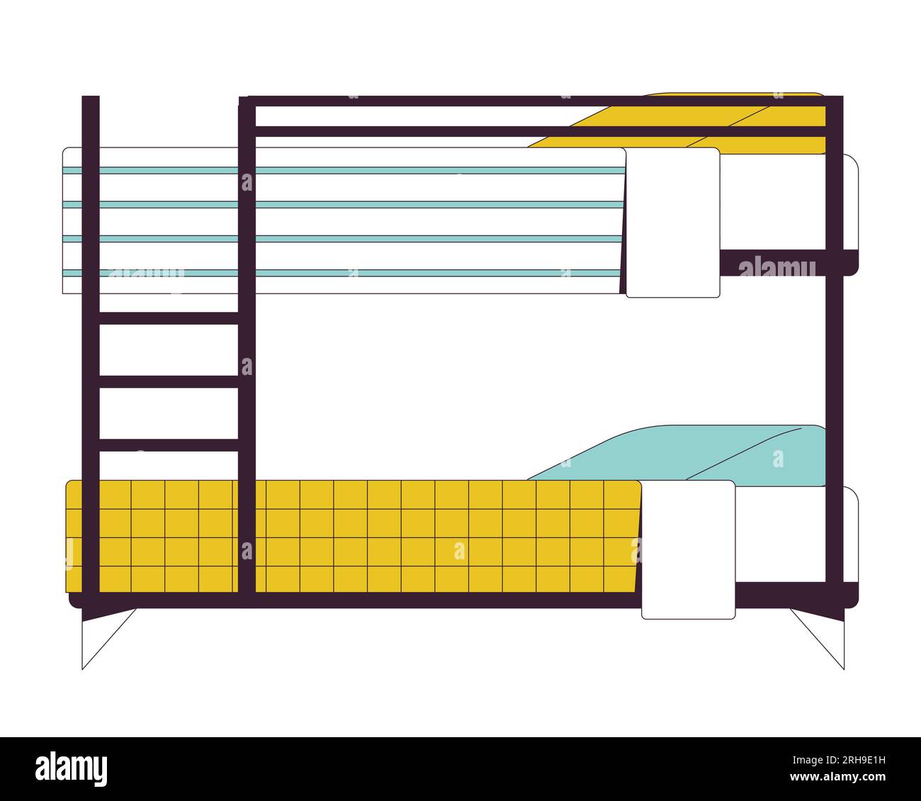 Bunk Bed In University Dormitory Flat Line Color Isolated Vector Object