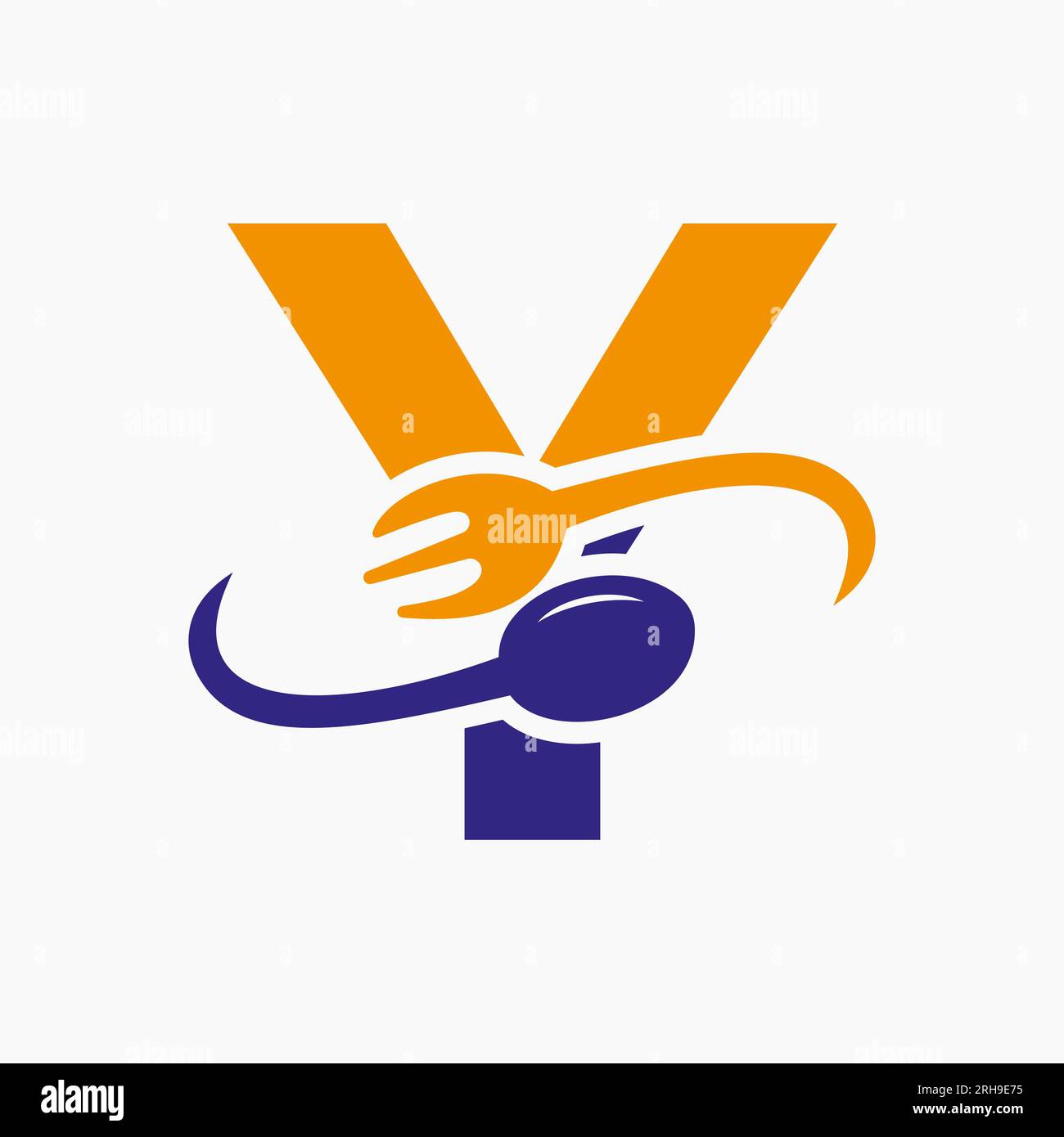 Letter Y Restaurant Logo Combined with Fork and Spoon Icon Stock Vector ...