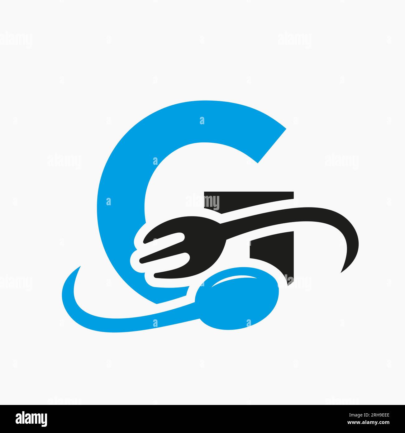 Letter G Restaurant Logo Combined with Fork and Spoon Icon Stock Vector ...