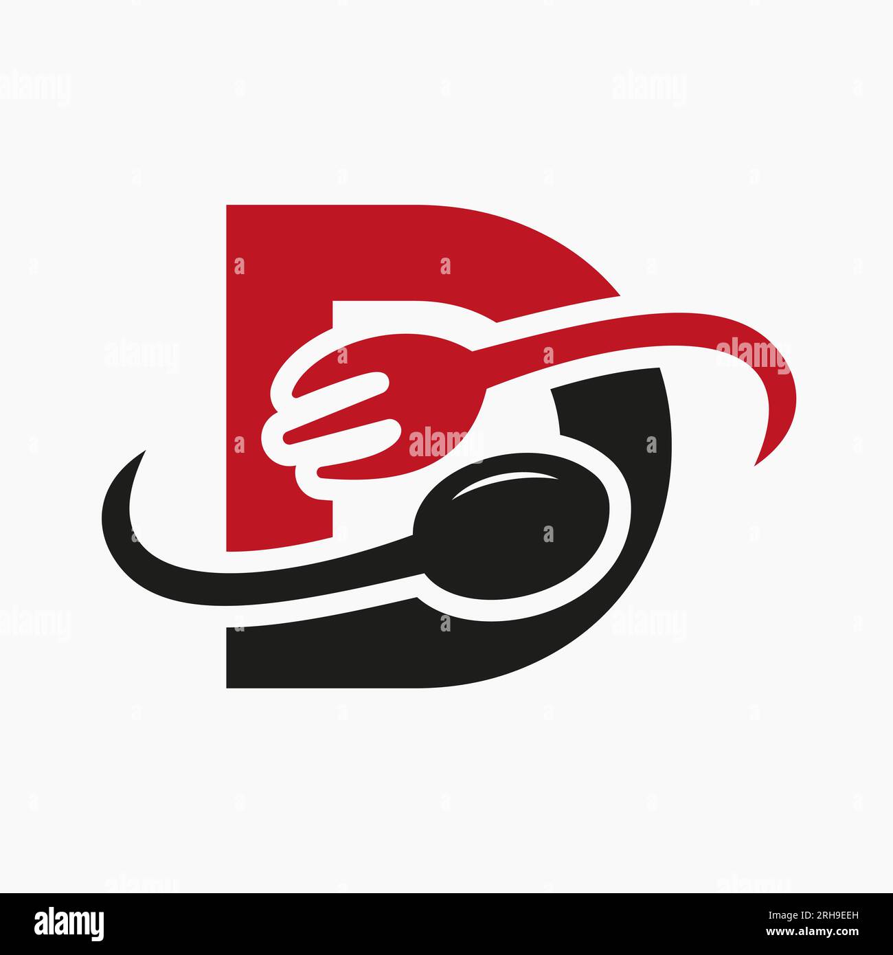 Letter D Restaurant Logo Combined with Fork and Spoon Icon Stock Vector ...