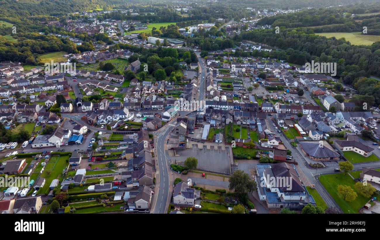 Editorial Swansea, UK - August 15, 2023: Aerial view of Ystradgynlais ...