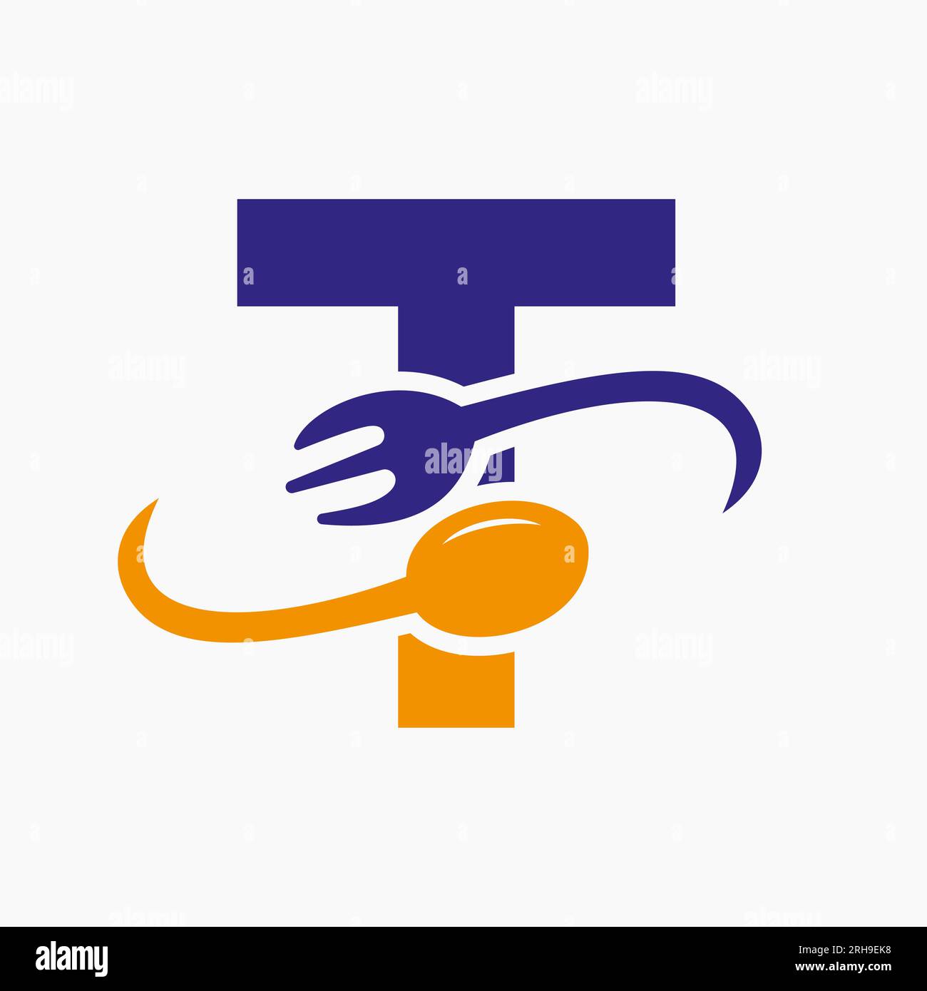 Letter T Restaurant Logo Combined with Fork and Spoon Icon Stock Vector ...