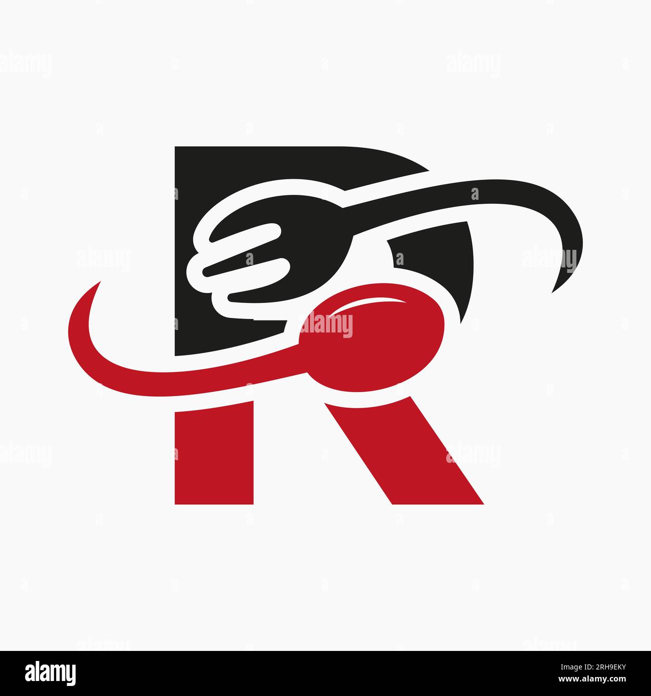 Letter R Restaurant Logo Combined with Fork and Spoon Icon Stock Vector ...