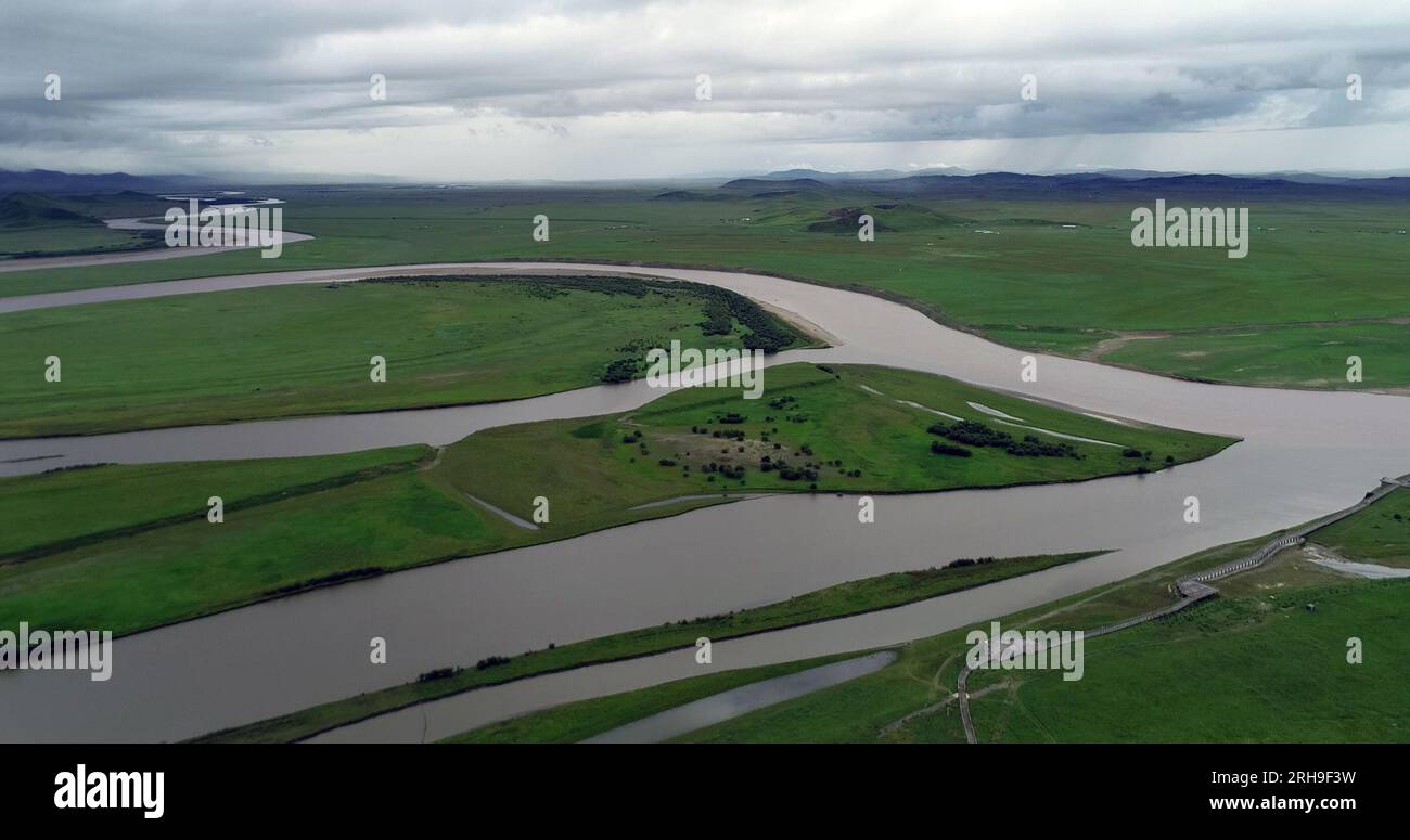 ABA, CHINA - AUGUST 11, 2023 - The Yellow River winds after rain in the ...
