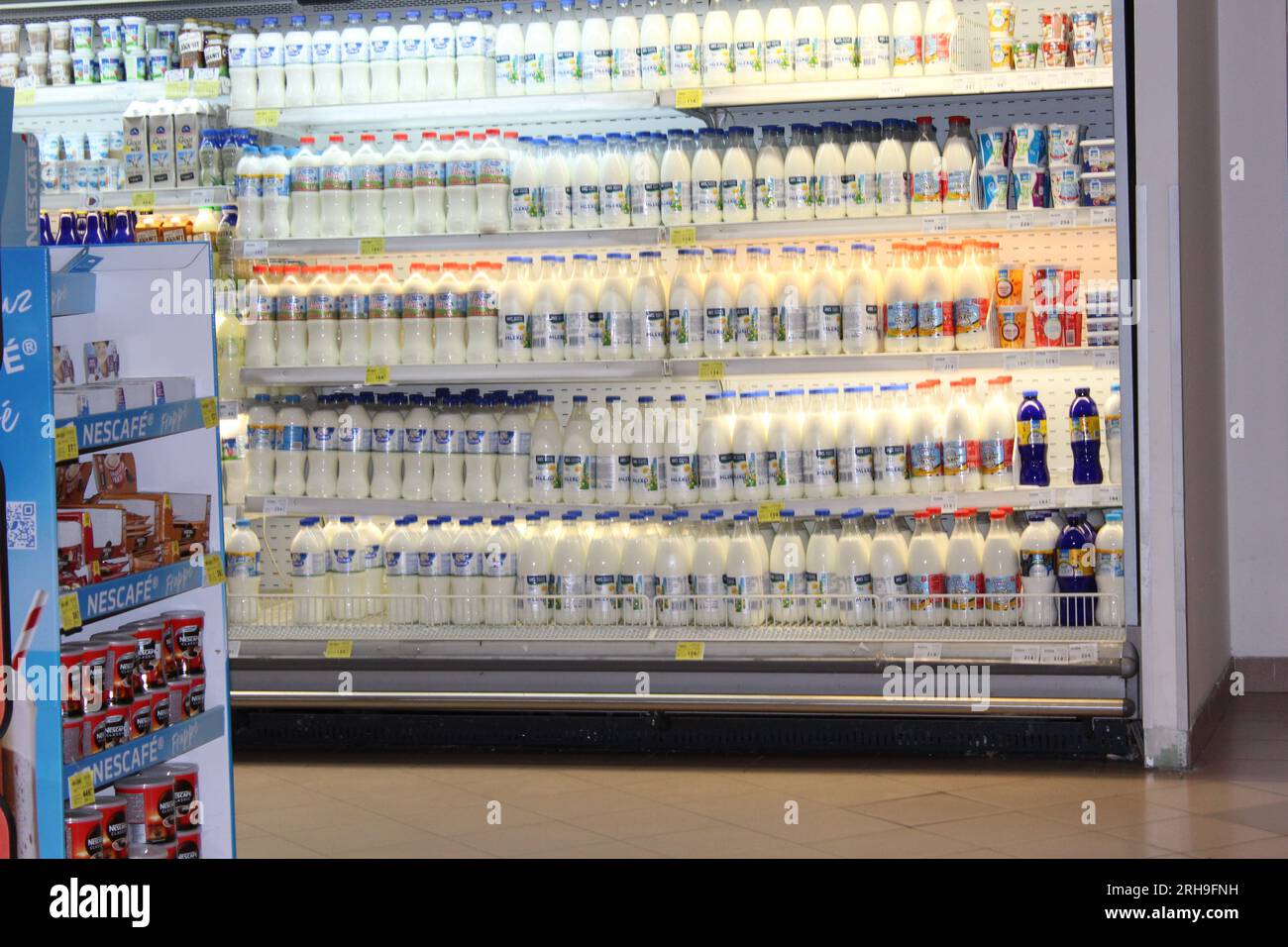 Supermarket dairy products Stock Photo - Alamy